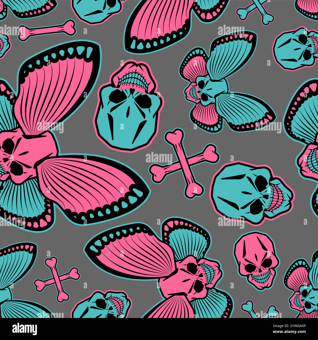 Butterfly Skull pattern seamless. Deadly Butterfly background. Insect ...