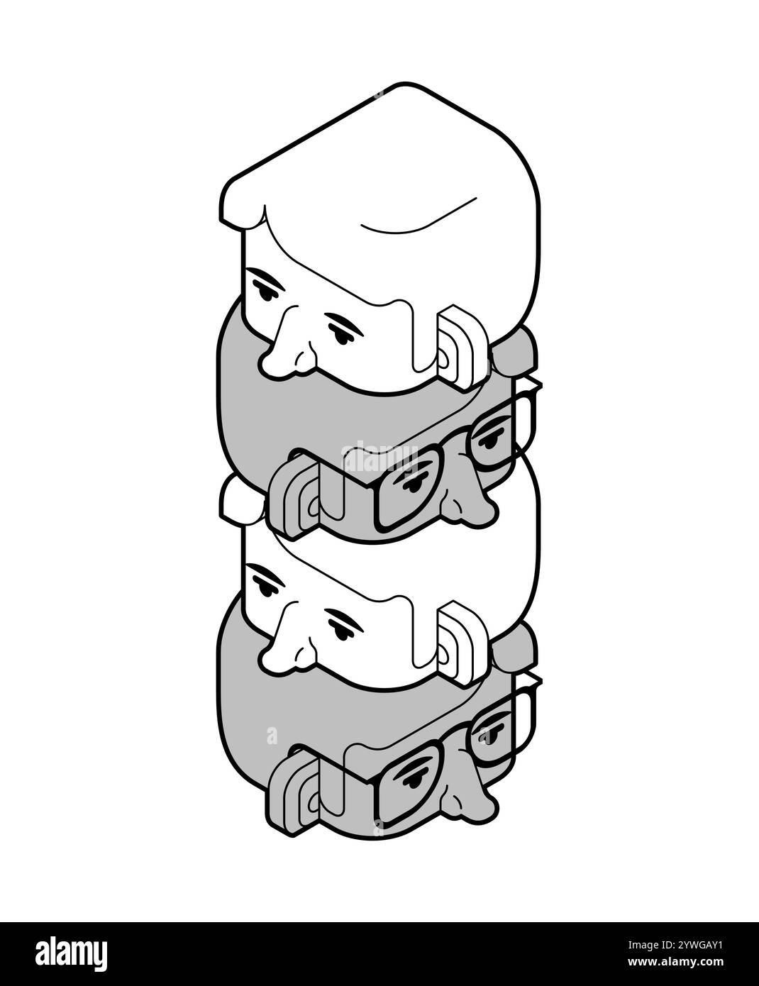 Tower of Heads. Concept Collective, Management Team. Heads on top of ...