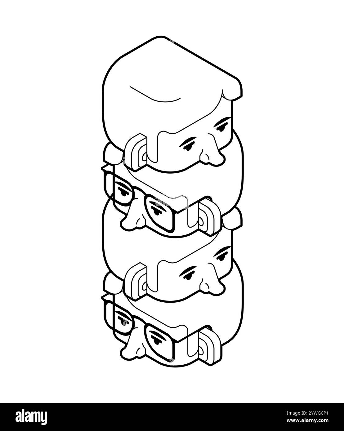 Tower of Heads. Concept Collective, Management Team. Heads on top of ...