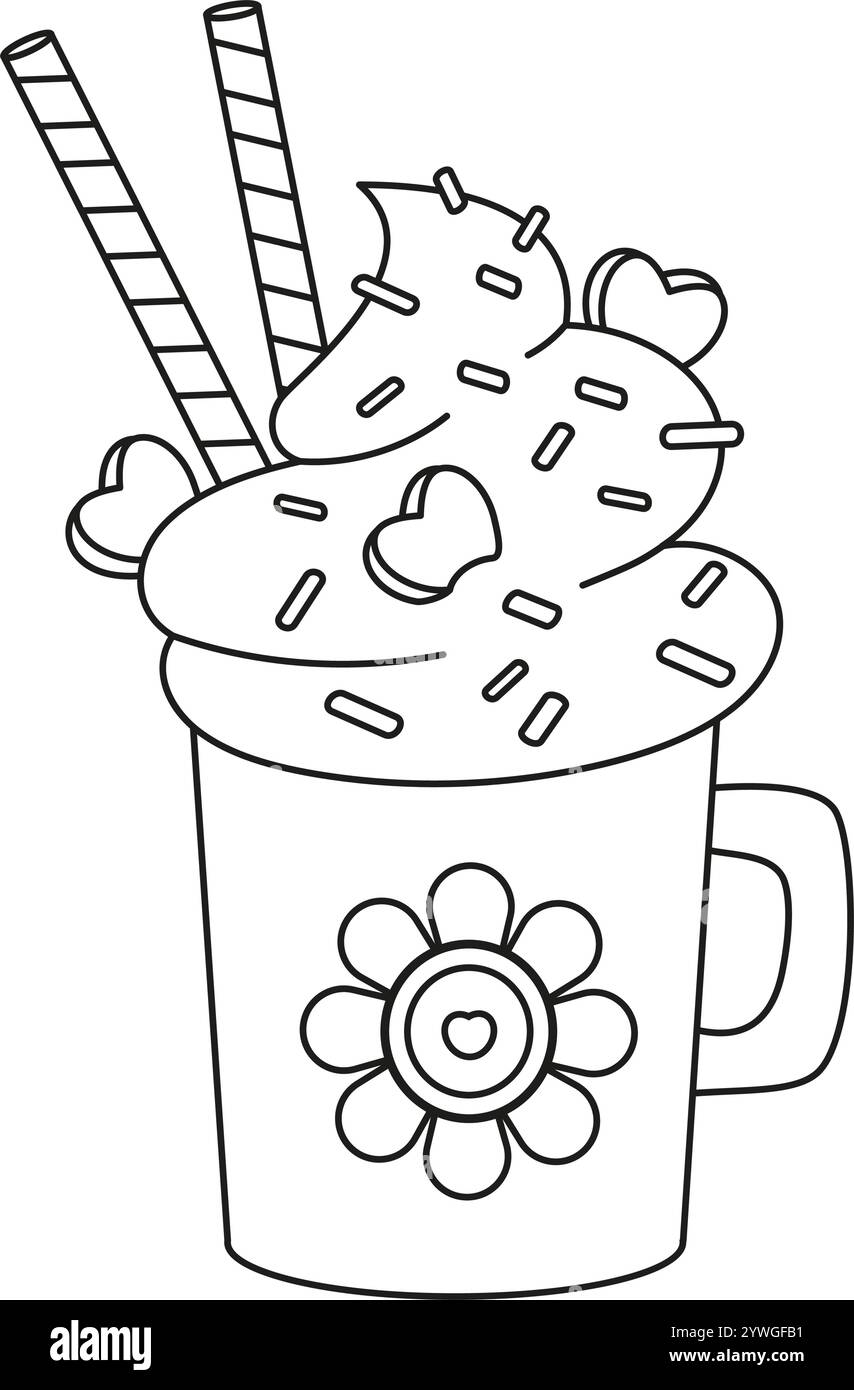 Outline Sweet Cream Dessert Mug. Christmas cup Hot Cocoa with ...