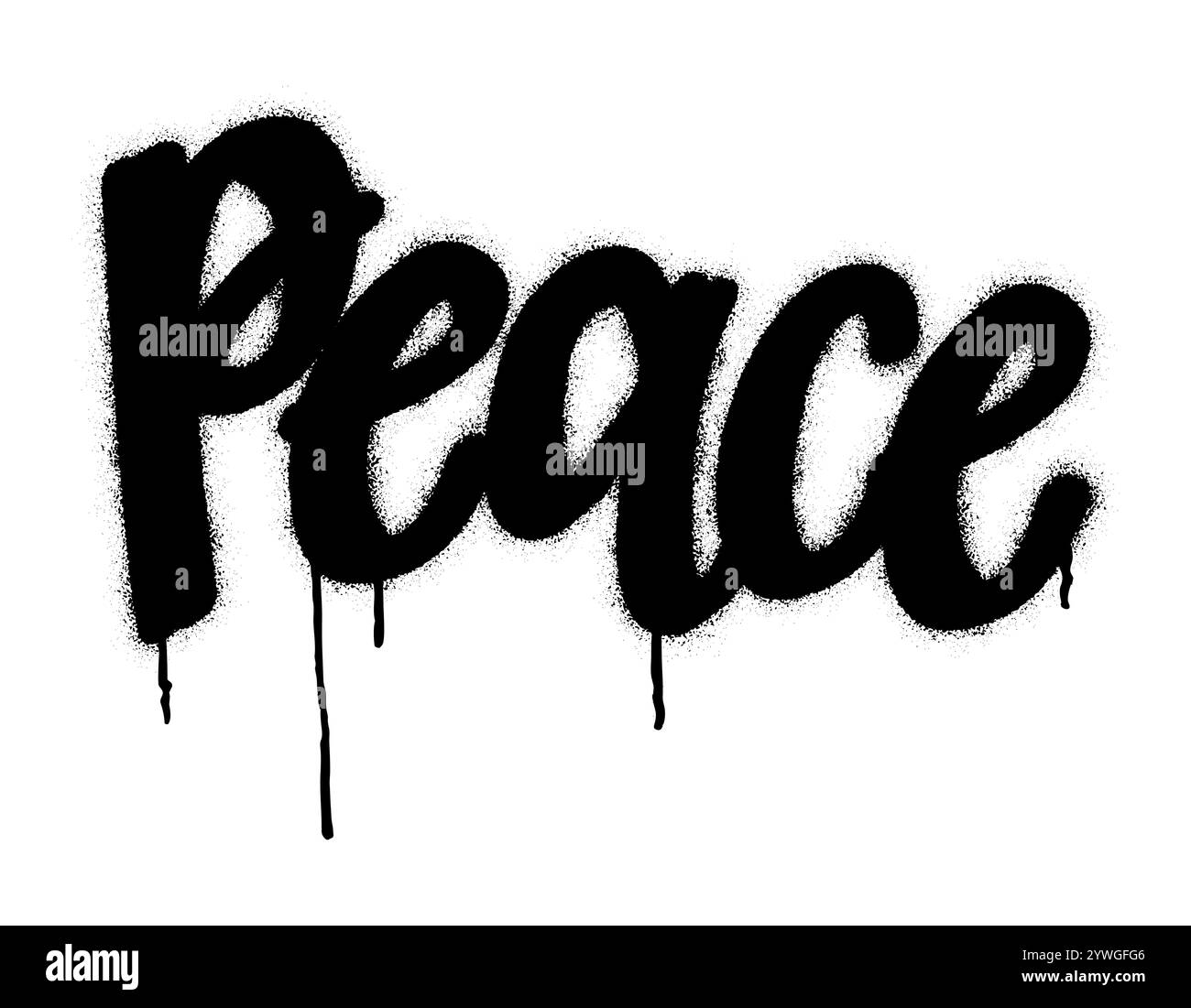 Spray graffiti motivational calligraphic quote PEACE over white Stock ...