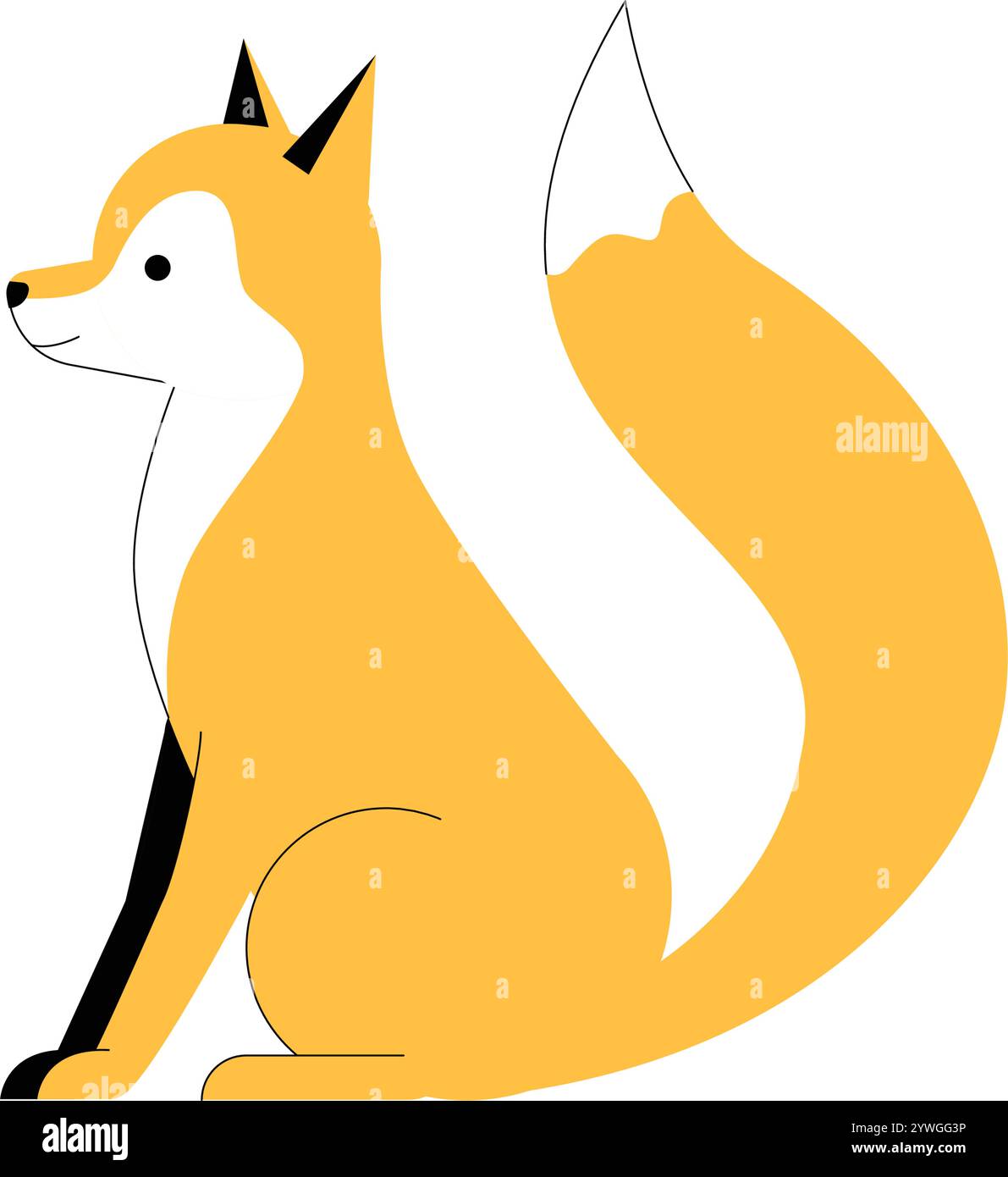Sitting Fox In Flat Vector Illustration Symbolizing Wildlife, Nature, And Animal Conservation ...