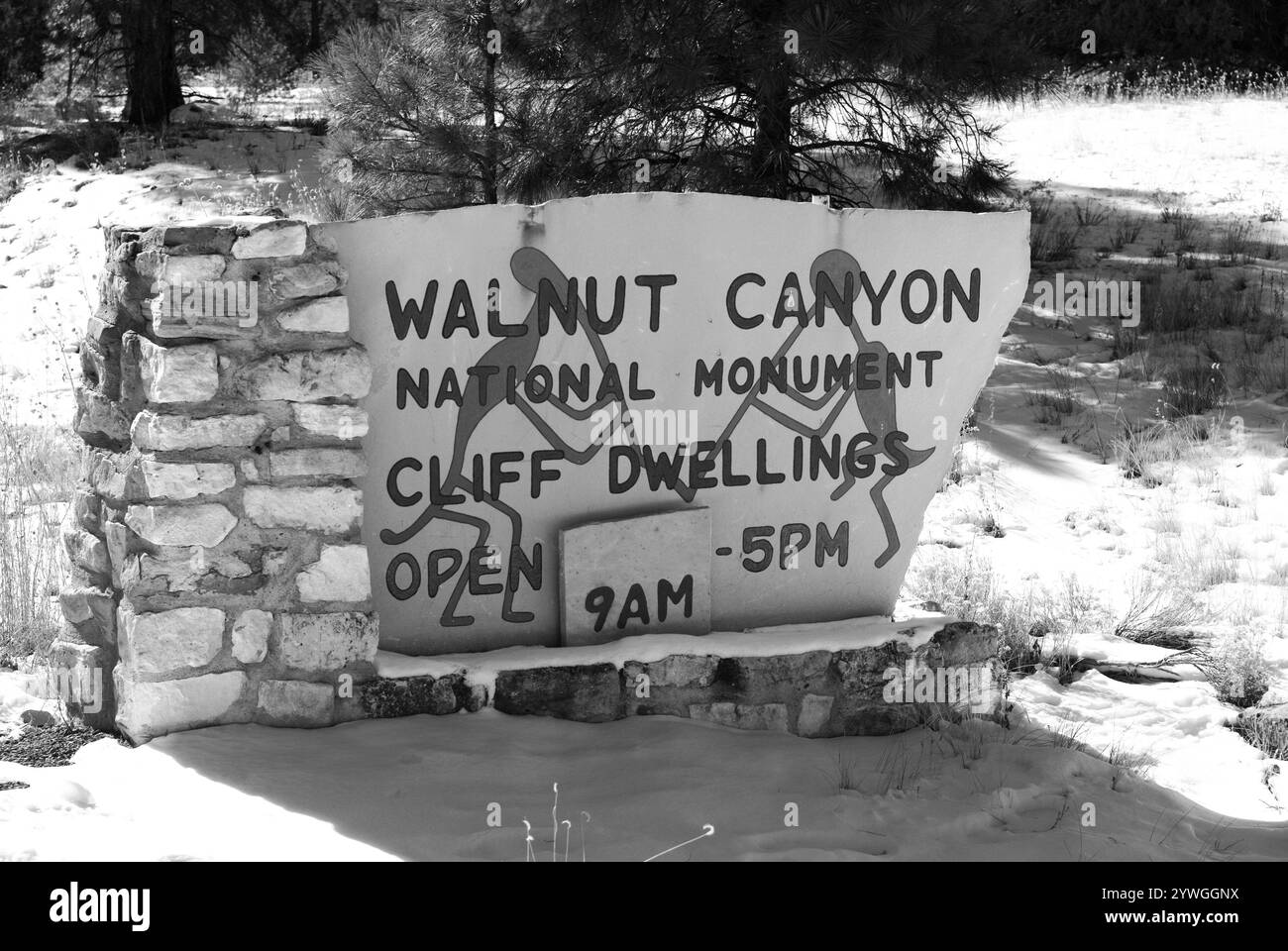 Entrance sign to Walnut Canyon National Monument Arizona, USA Stock ...