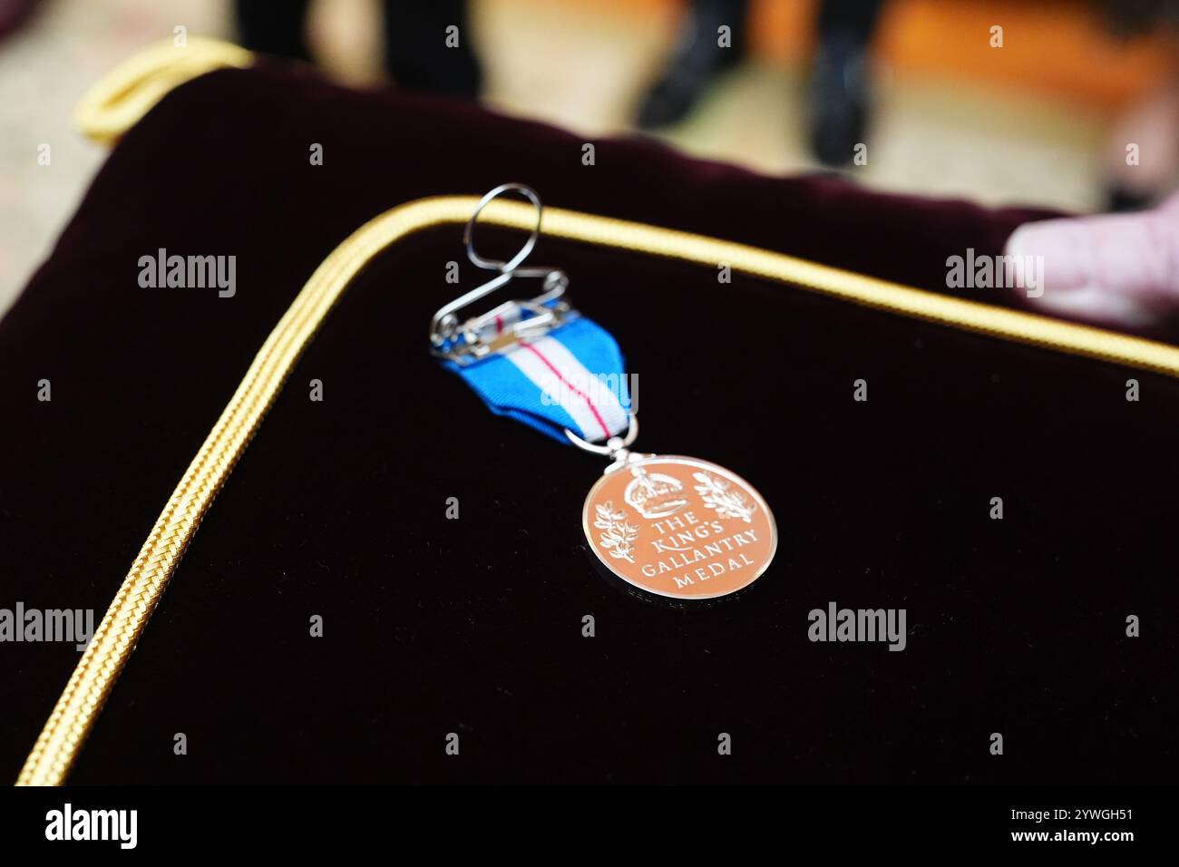 The King's Gallantry Medal is seen during an Investiture ceremony at ...