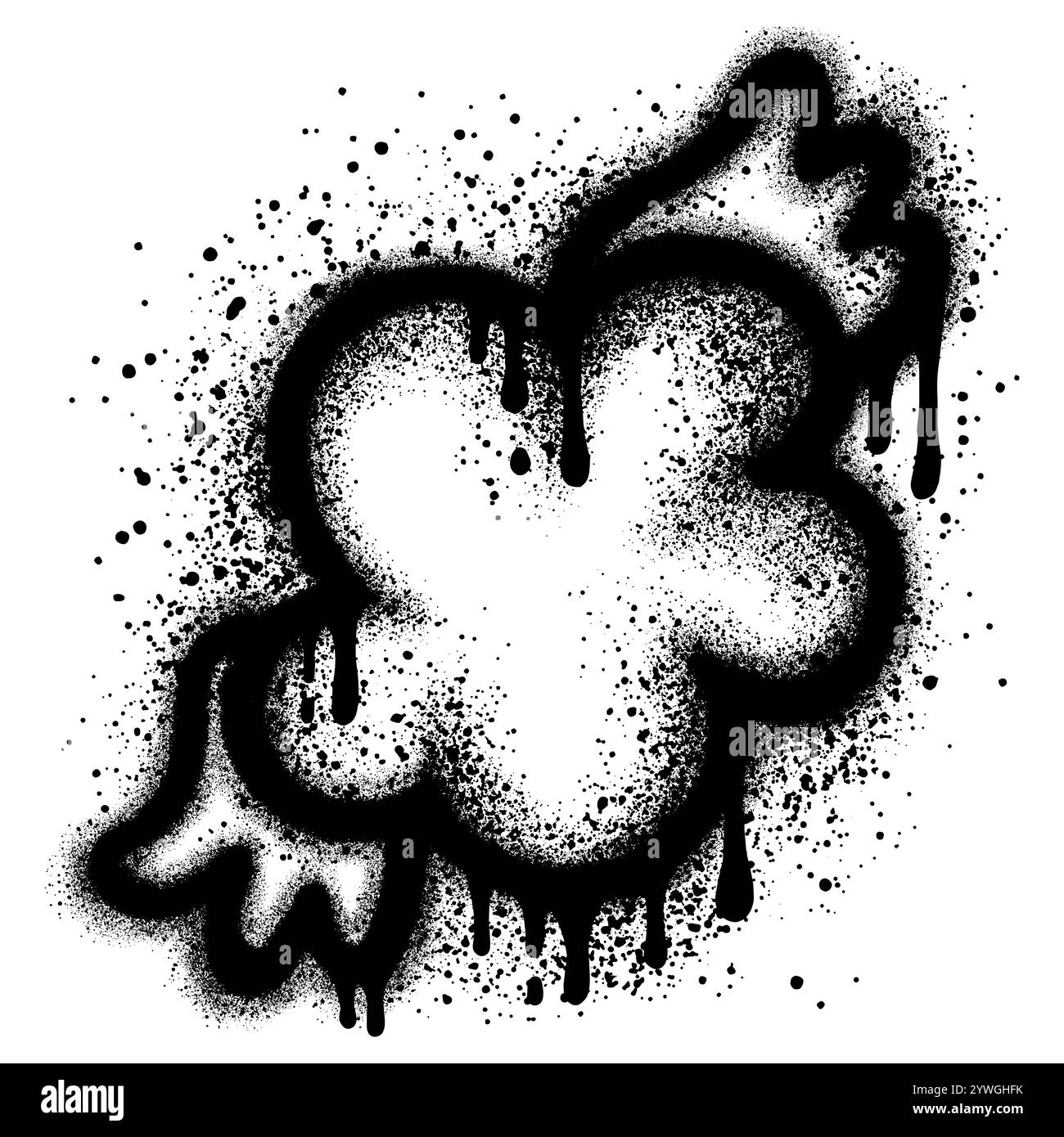 Cloud graffiti with black spray paint isolated with a white background ...