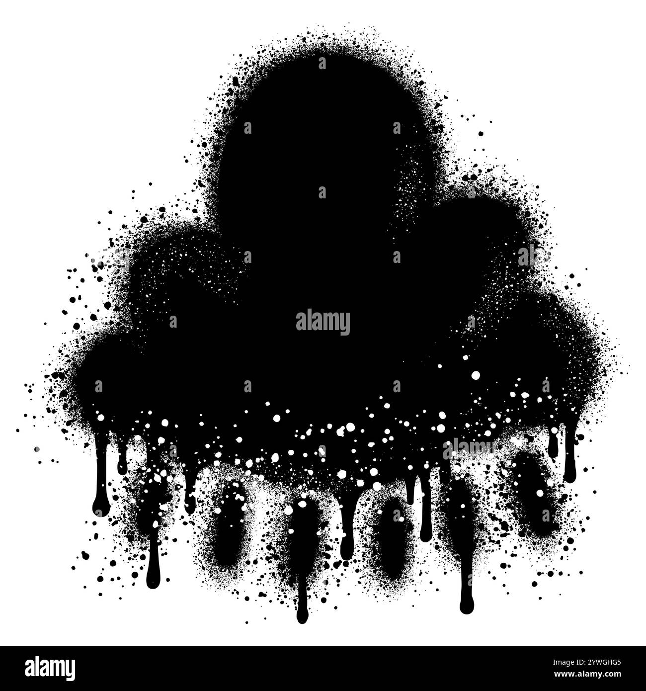 Cloud graffiti with black spray paint isolated with a white background ...
