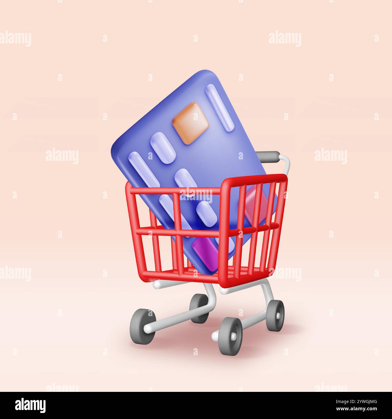 3D orange shopping cart with bank card Stock Vector Image & Art - Alamy