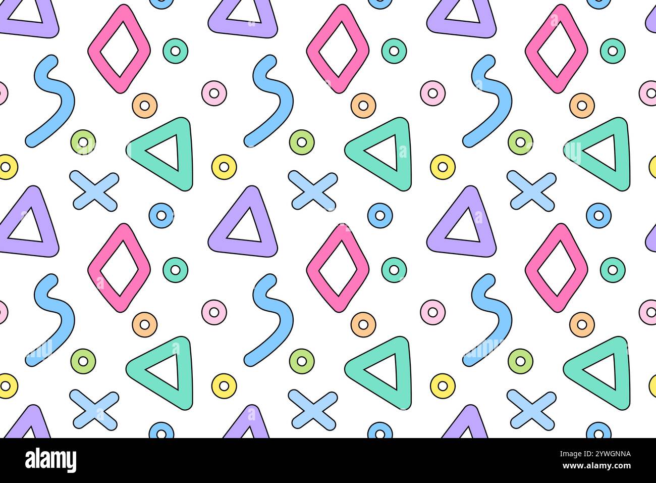 Vibrant seamless pattern featuring colorful geometric shapes like ...