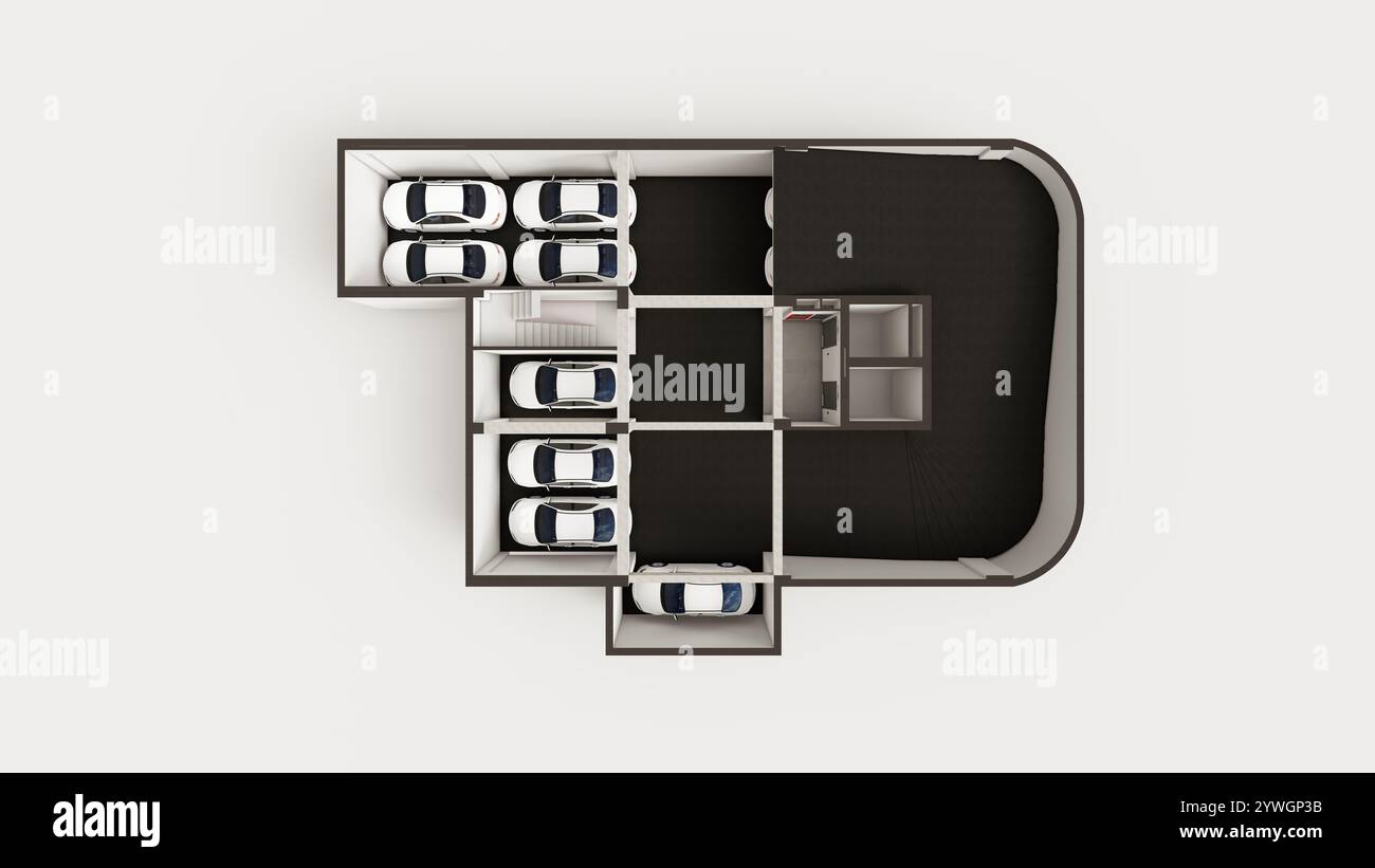 Basement car parking isometric interior 3d rendering Stock Photo - Alamy