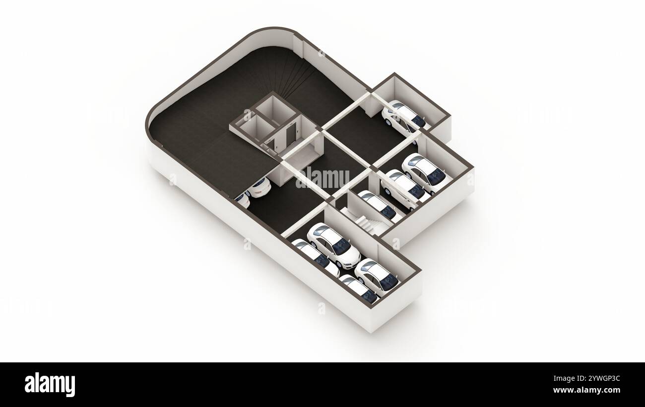 Basement car parking isometric interior 3d rendering Stock Photo - Alamy