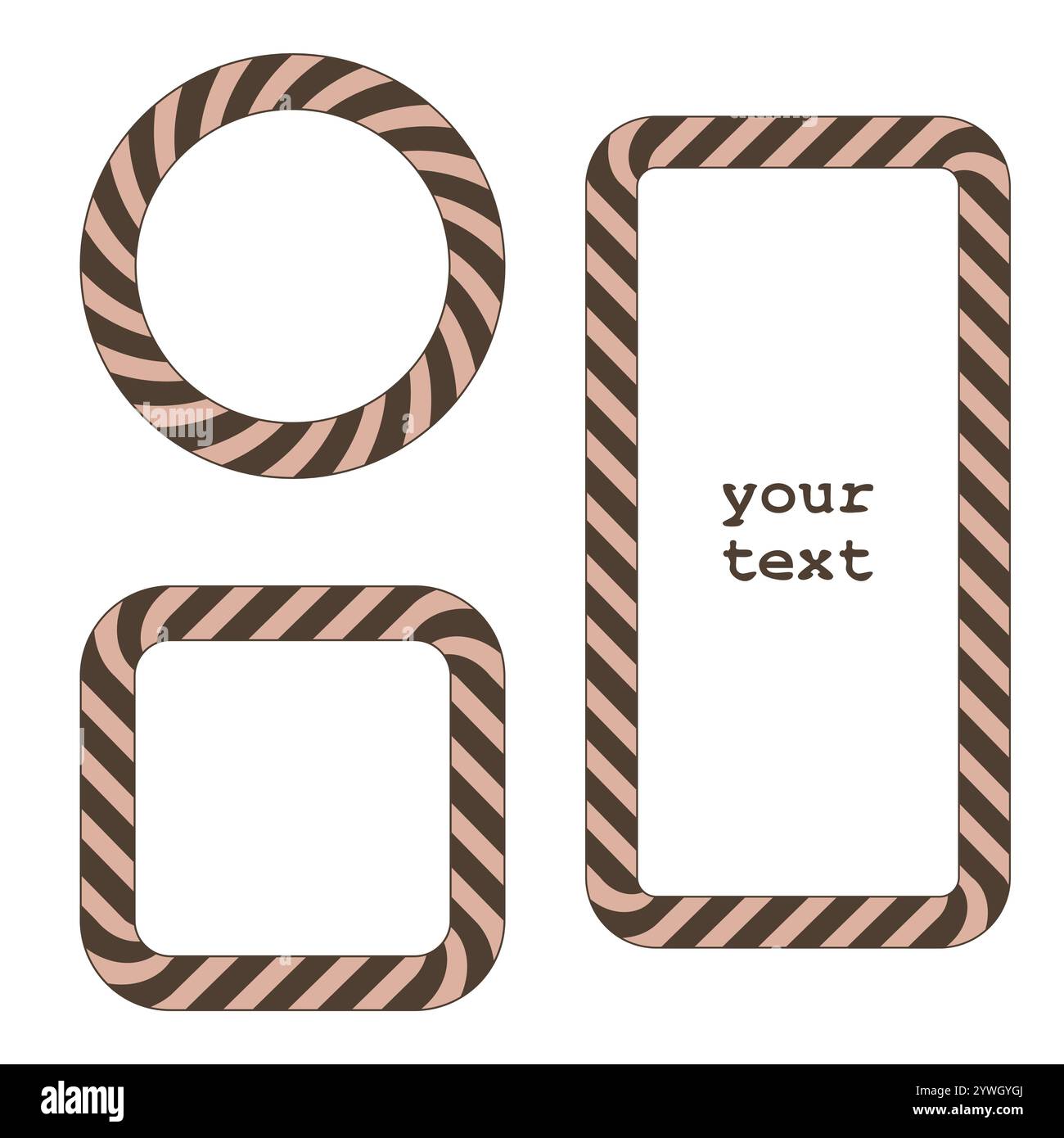 Decorative geometric ornament frame set. Square, circle, rectangle ...