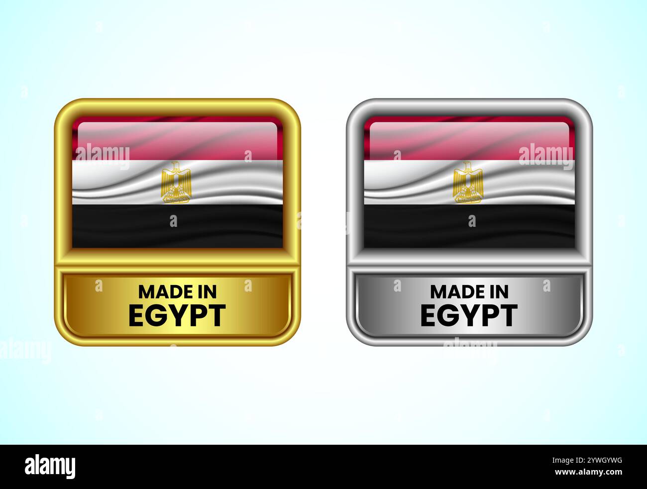 Made in Egypt label icon in gold and silver color. Flag icon set for business Stock Vector Image ...