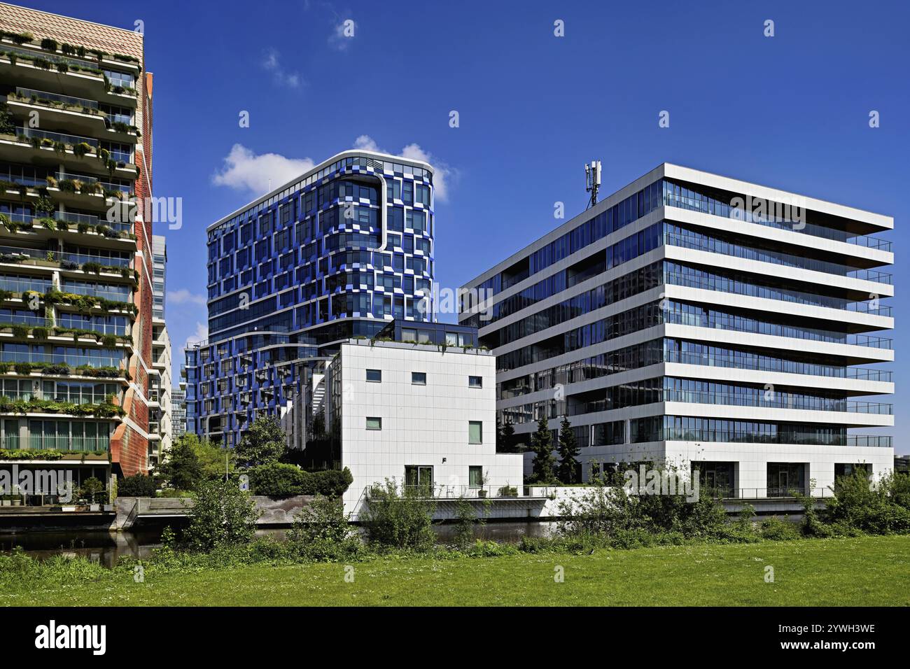 Left residential building The George, architects dok, centre office ...