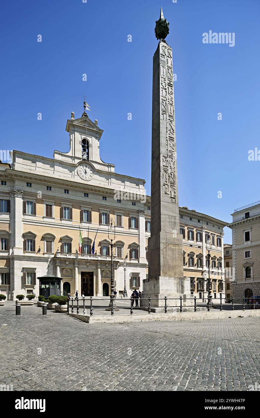 Palazzo Montecitorio, Parliament, with obelisk, Piazza Montecitorio ...