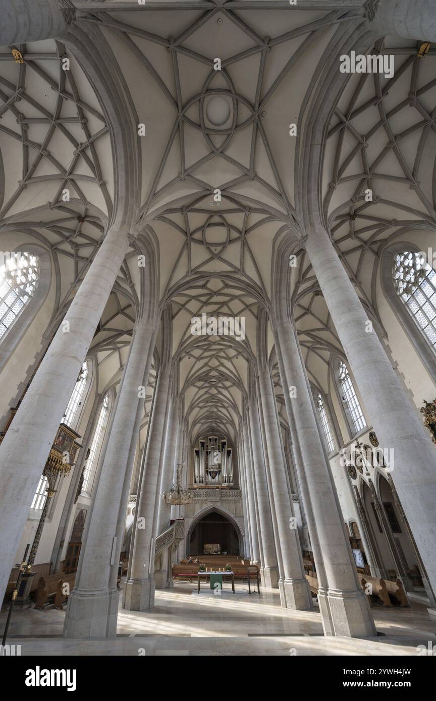Interior with vault and organ loft of the late Gothic church of St ...