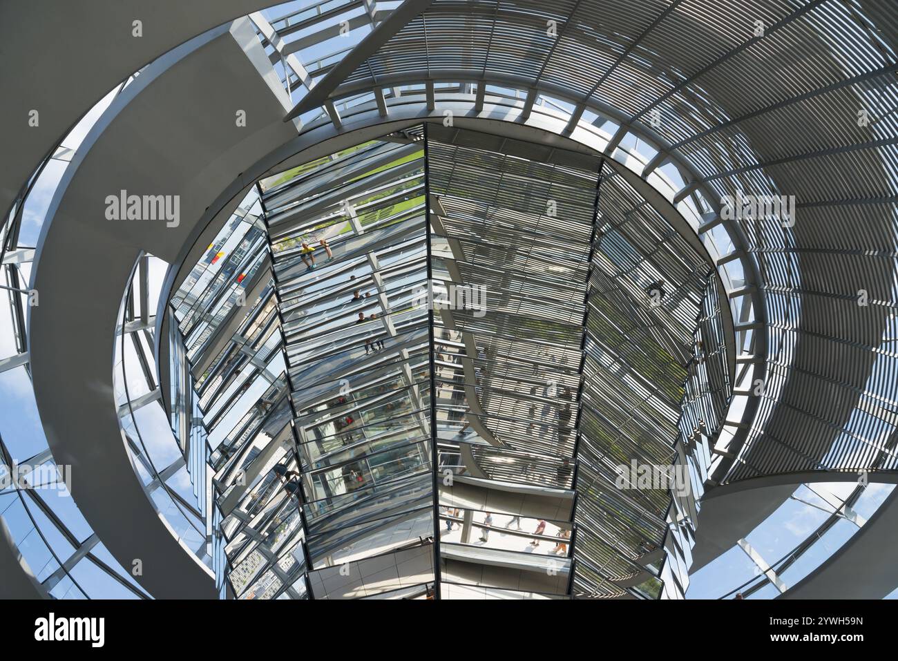 Detailed view of the reflective inner structure of the Reichstag dome ...