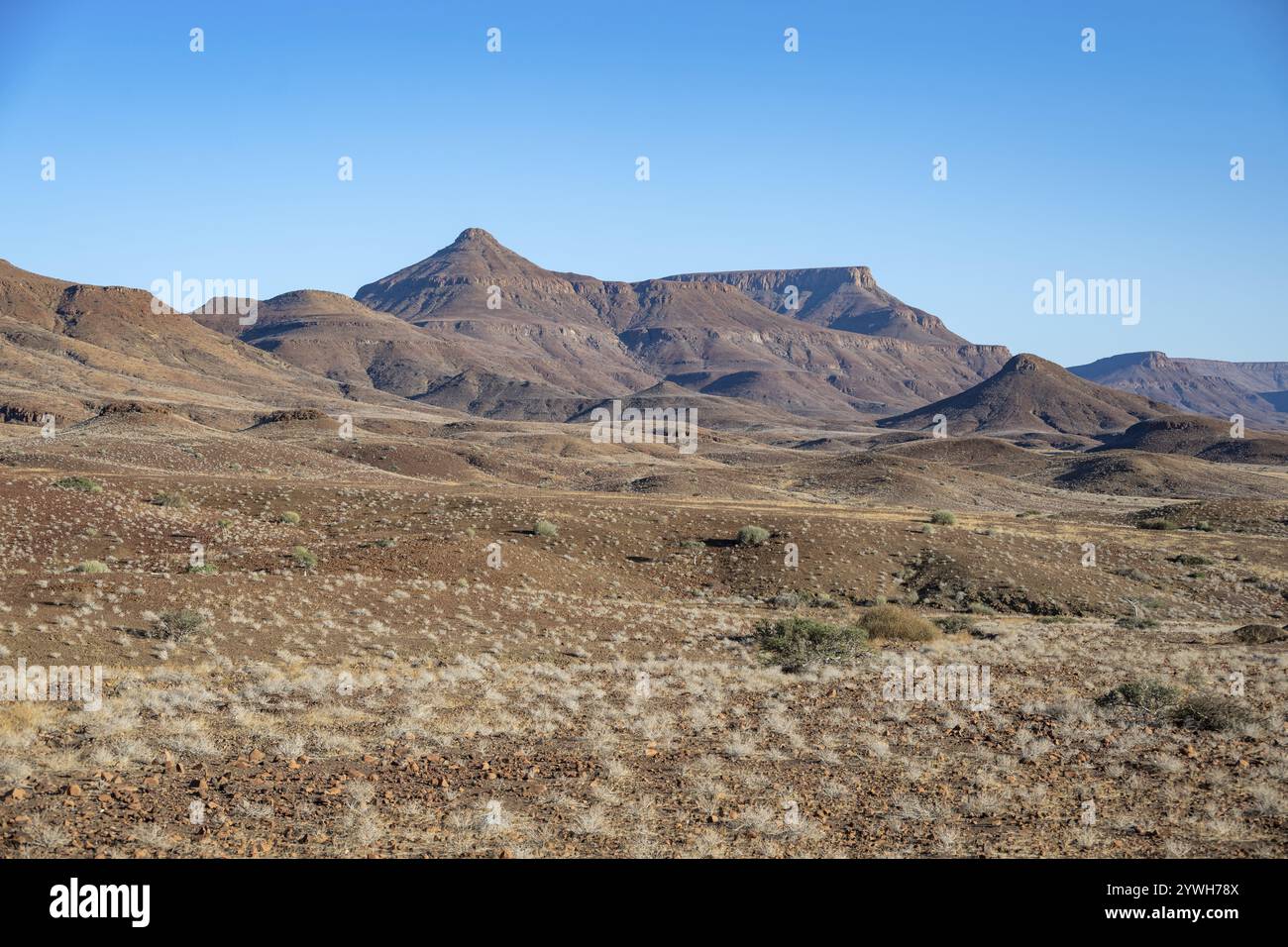 Table mountains, barren dry desert landscape, Damaraland, Kunene ...