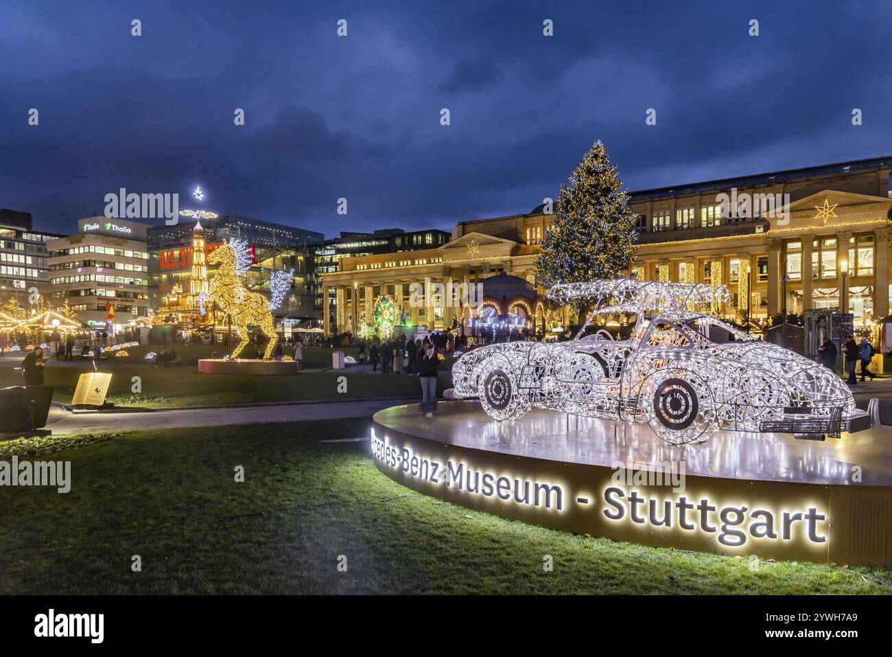 Stuttgart Christmas market in the evening. Traditional event with more ...