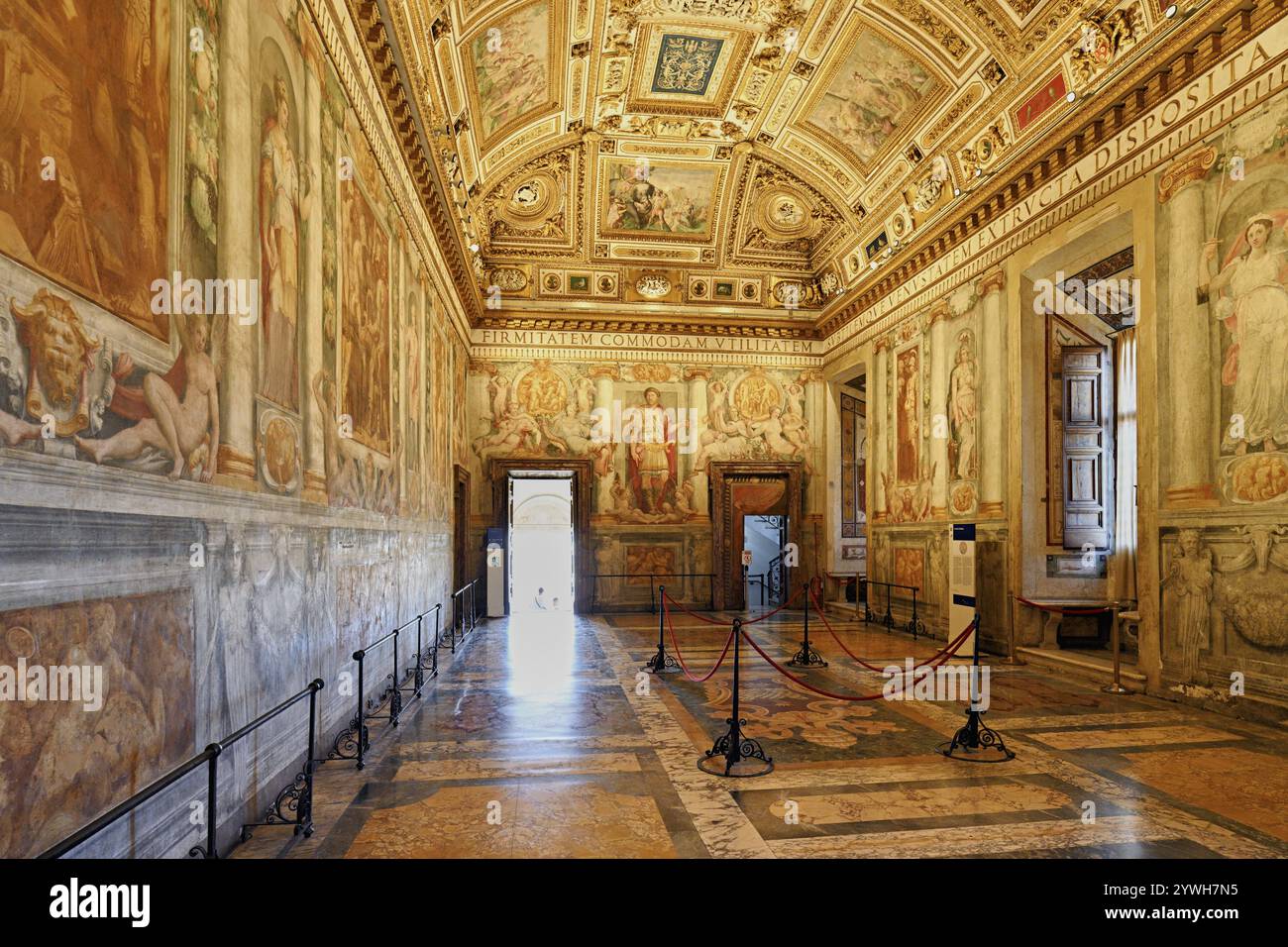 Ceiling painting and golden wall decorations in the Sala Paolina, Pope ...