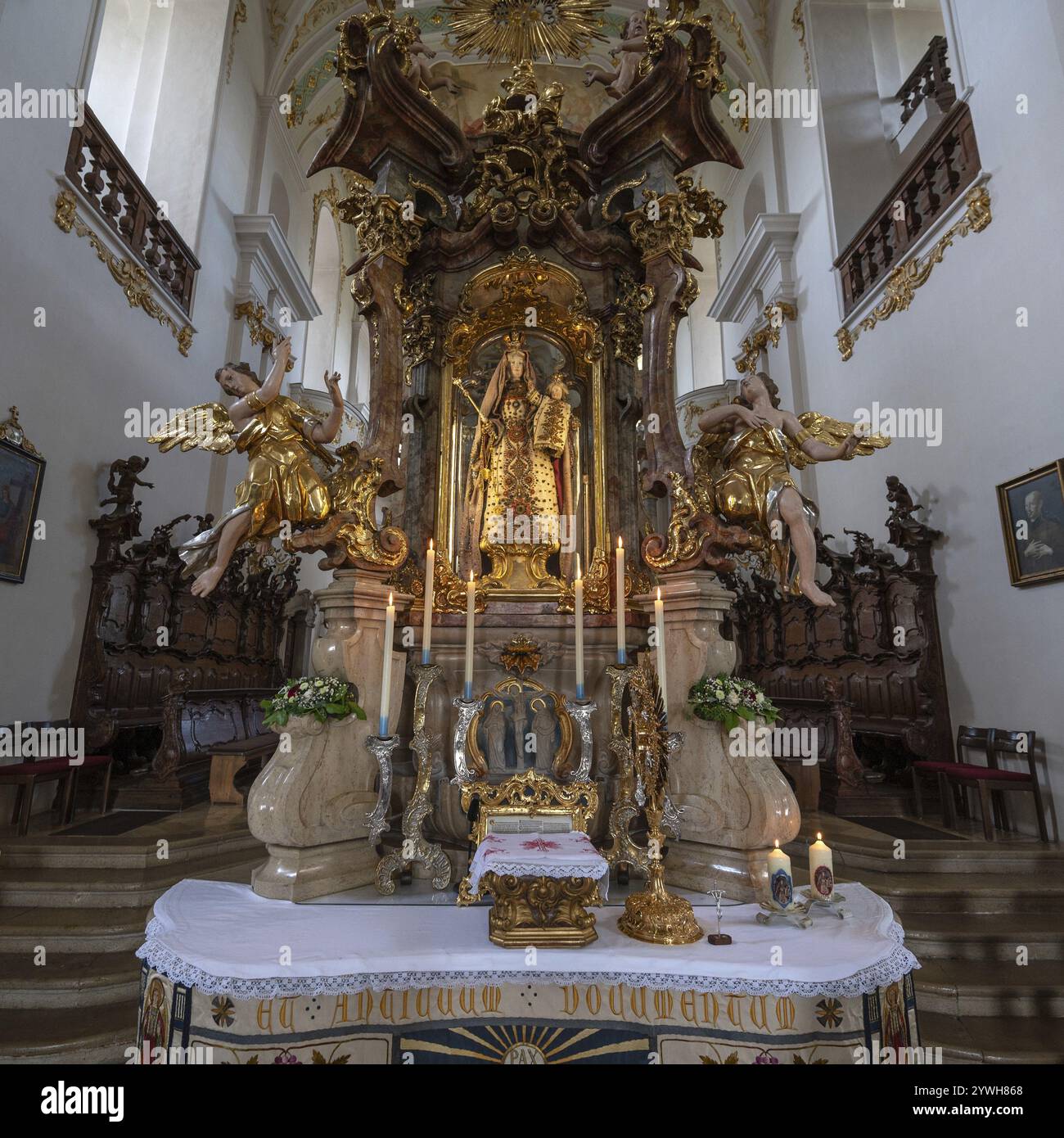 Altar of the Virgin Mary, altar of grace of the pilgrimage basilica Maria Bruennlein in rococo ...