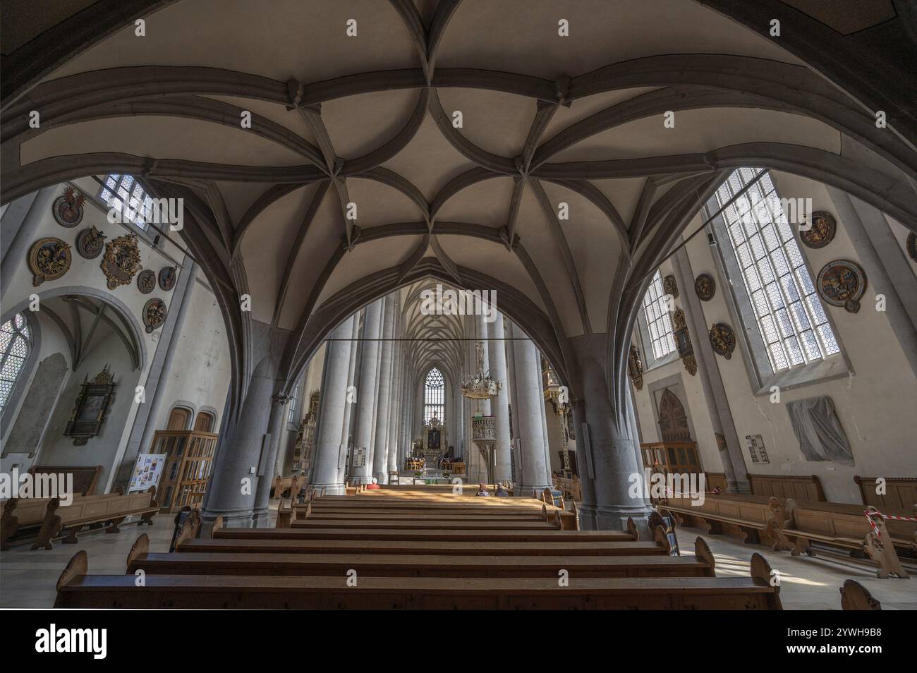 Interior with vault of the late Gothic church of St George, built ...