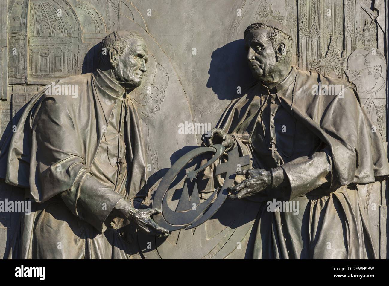 Pope John Paul II hands over the World Youth Day Cross to his successor ...