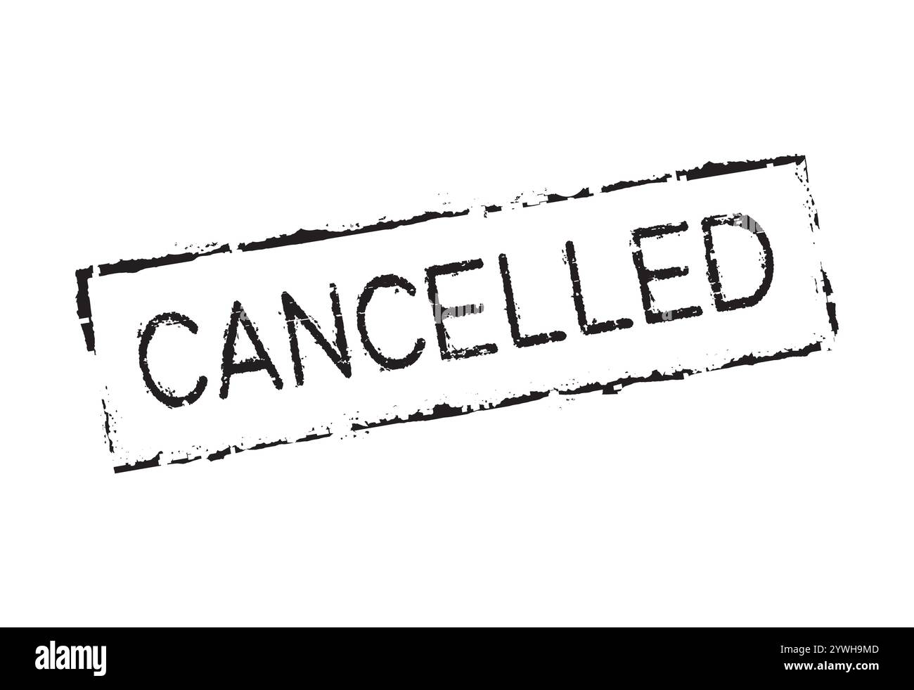 A rubber stamp with the word CANCELLED. Used to mark documents, checks ...