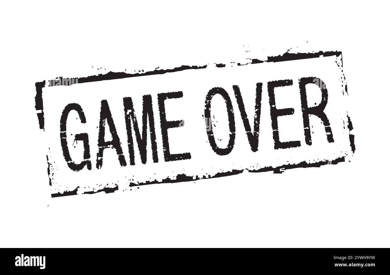 A rubber stamp with the phrase GAME OVER. It can indicate the end of a ...