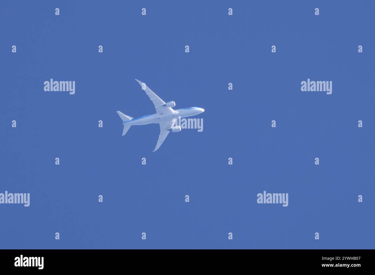 Boeing 787-8 Dreamliner jet aircraft of TUI airlines flying in a blue ...