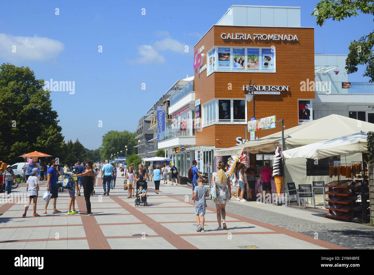 The promenade with modern buildings in Swinoujscie, Swinemuende, West ...