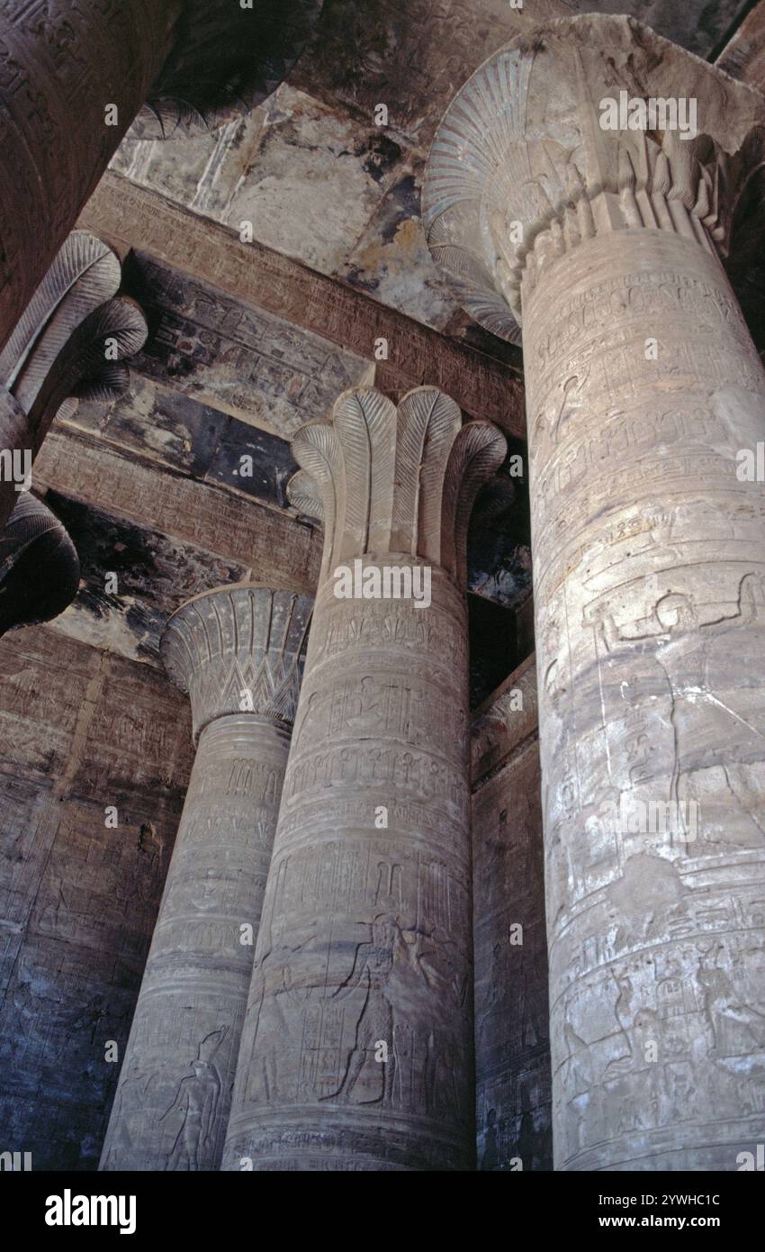 Hall of Columns, Horus Temple, Edfu, Nile Valley, Egypt, September 1989 ...