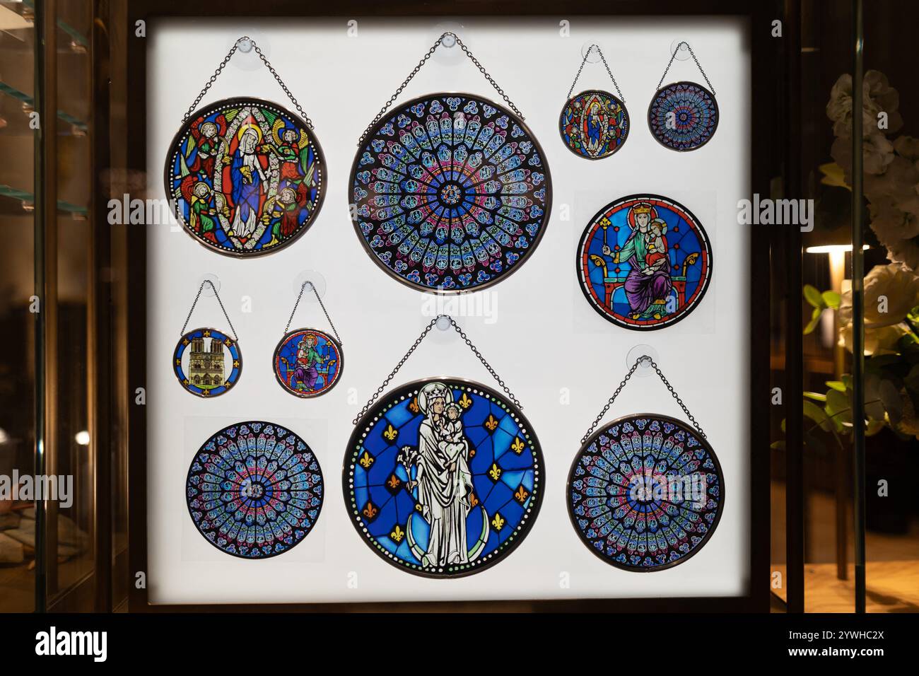 Souvenir shop inside of the Notre Dame Cathedral during a mass ...