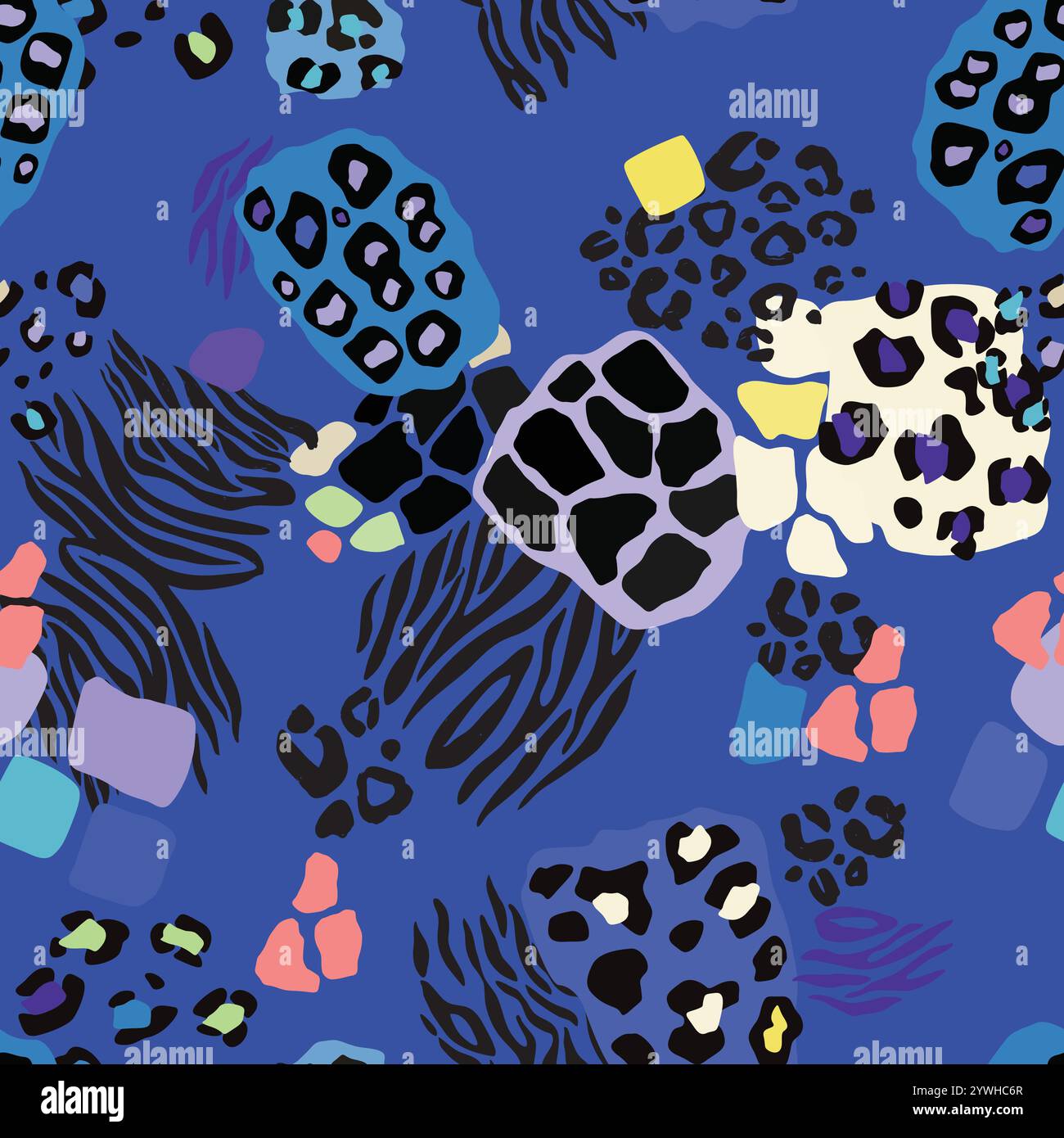 Textile art featuring colorful leopard print on a zebra background ...