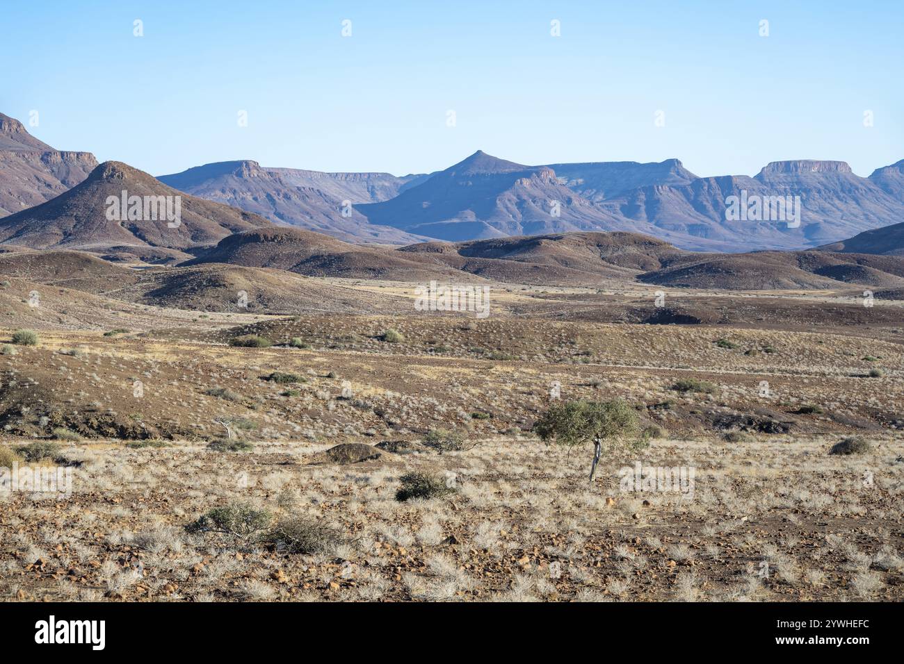 Table mountains, barren dry desert landscape, Damaraland, Kunene ...