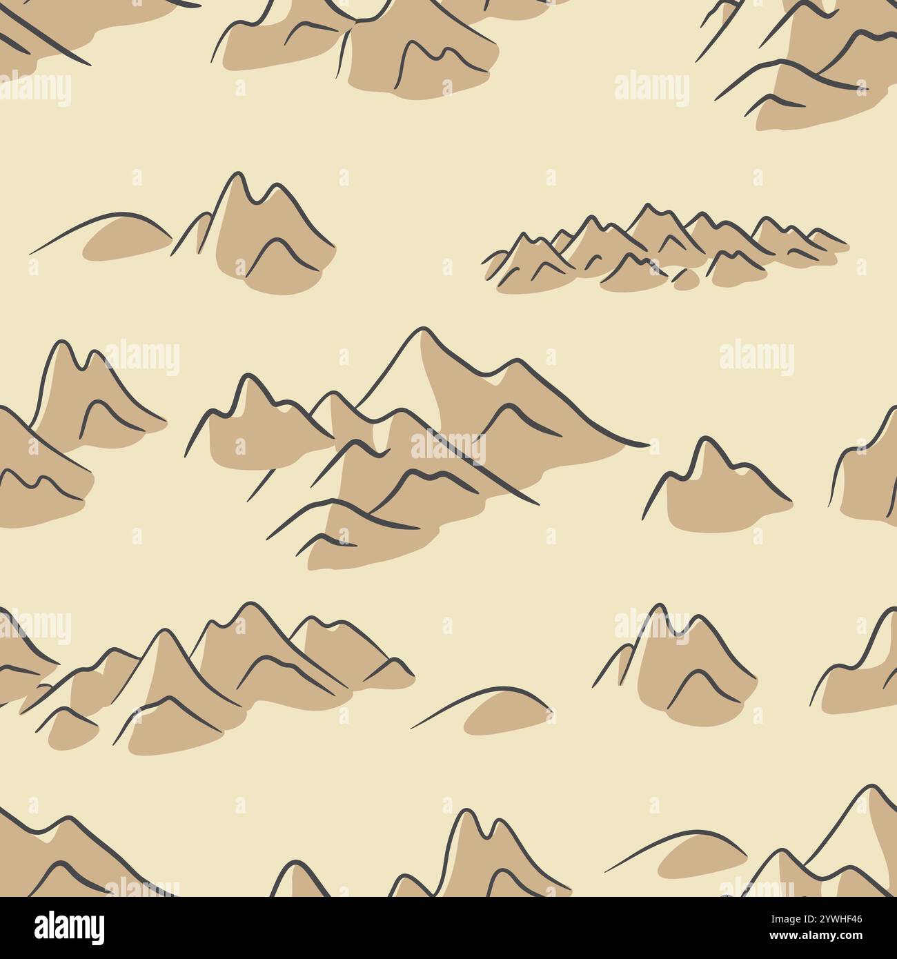 Hand drawn mountain seamless pattern. Landscape pattern. Vector ...