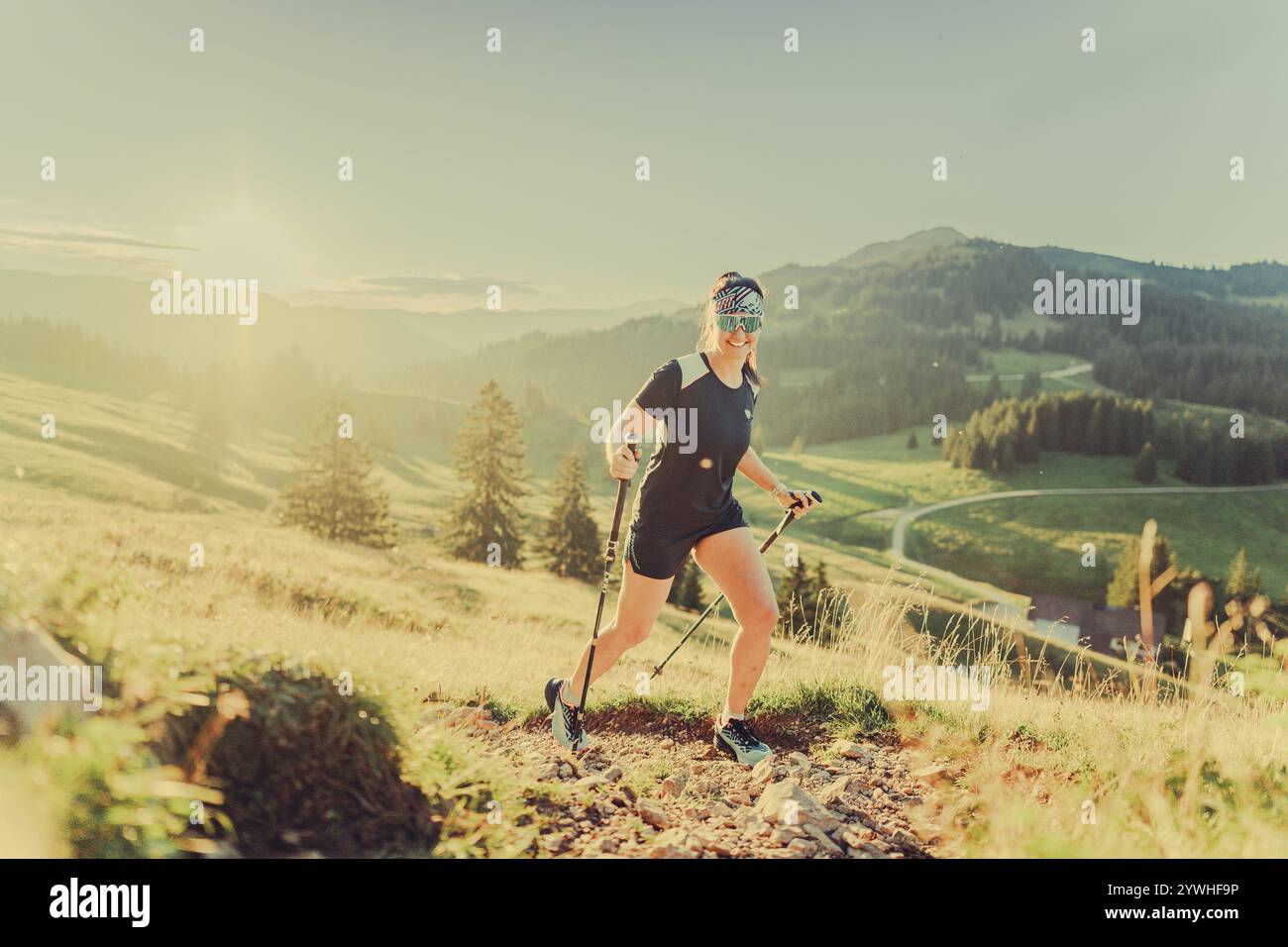 Summer trail running and hiking in the Alps on the Riedberg Pass ...
