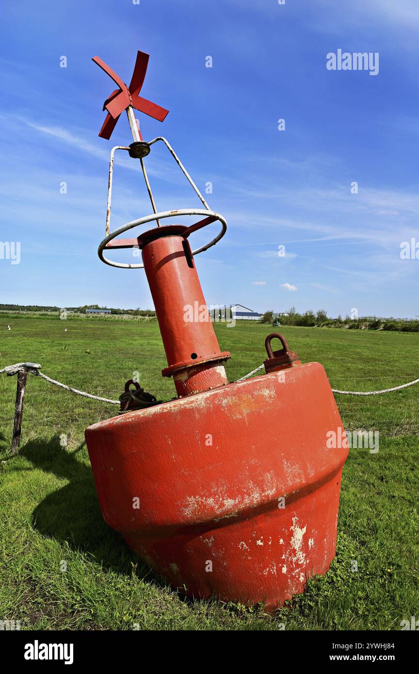 Signal buoy fished out of the sea by a beachcomber, Maritime and ...