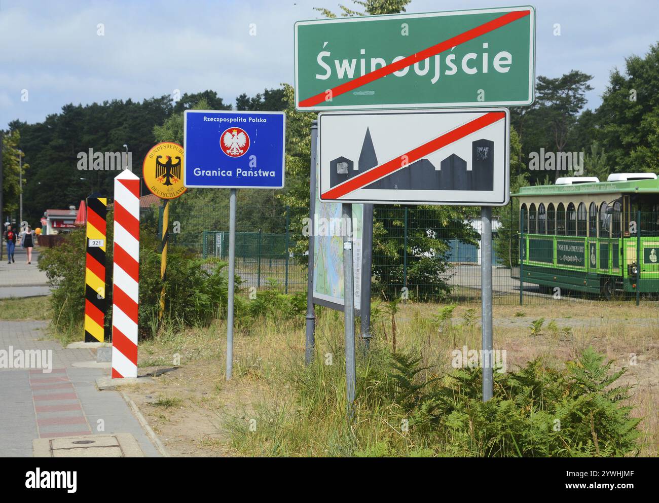 The Polish-German border at Swinoujscie, Swinemuende, West Pomerania ...