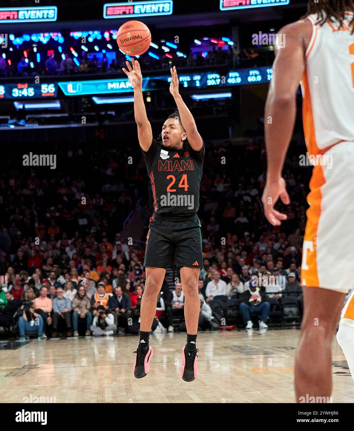 New York City, US, Dec 10, 2024. Miami Hurricanes guard Nijel Pack (24 ...