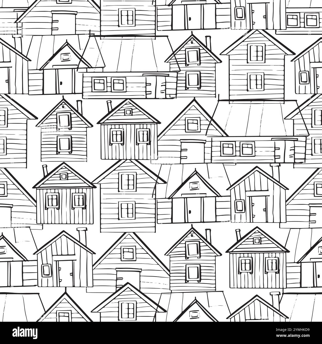 Seamless pattern village. A diverse set of house icons showcasing ...
