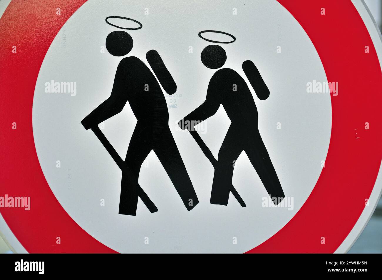 Traffic sign, Passage prohibited for pilgrims, Germany, Europe Stock ...