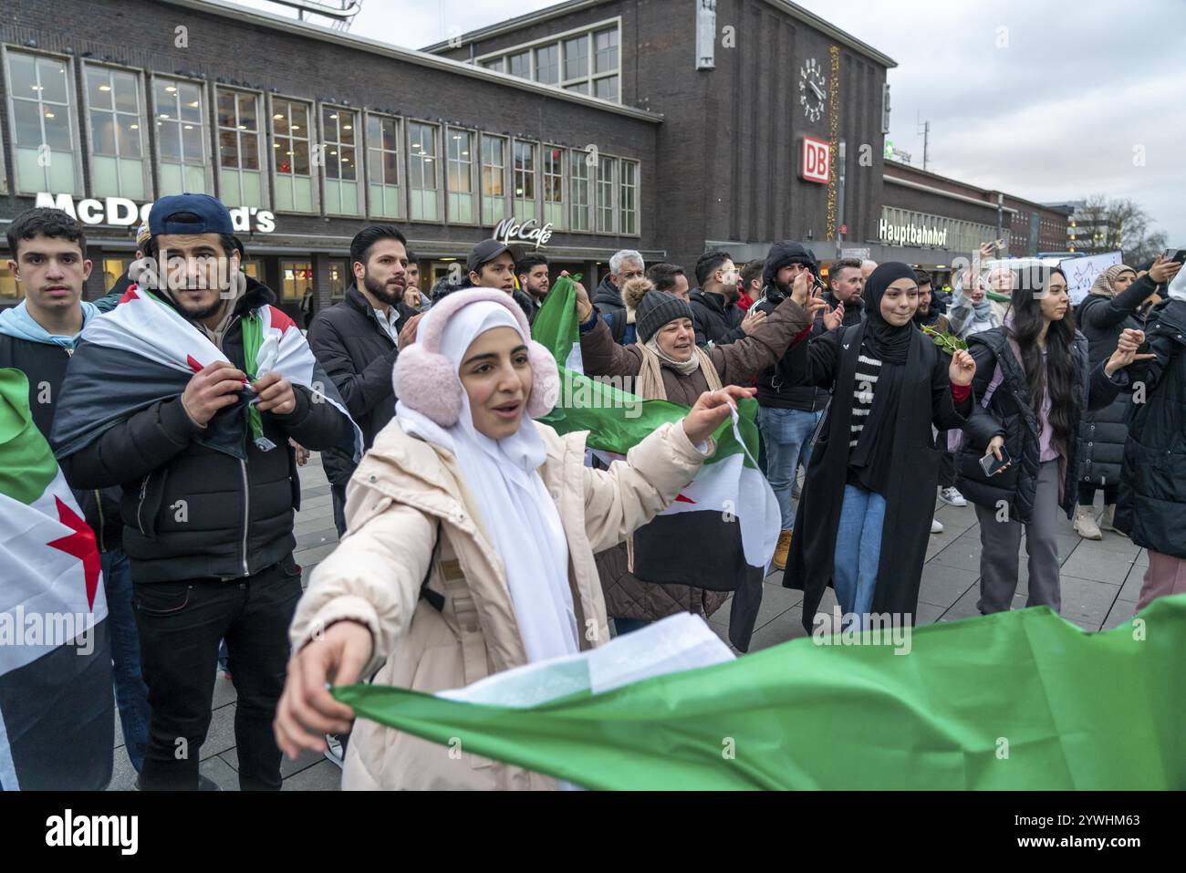 Syrian woman celebrate the end of the Assad regime after the change of ...
