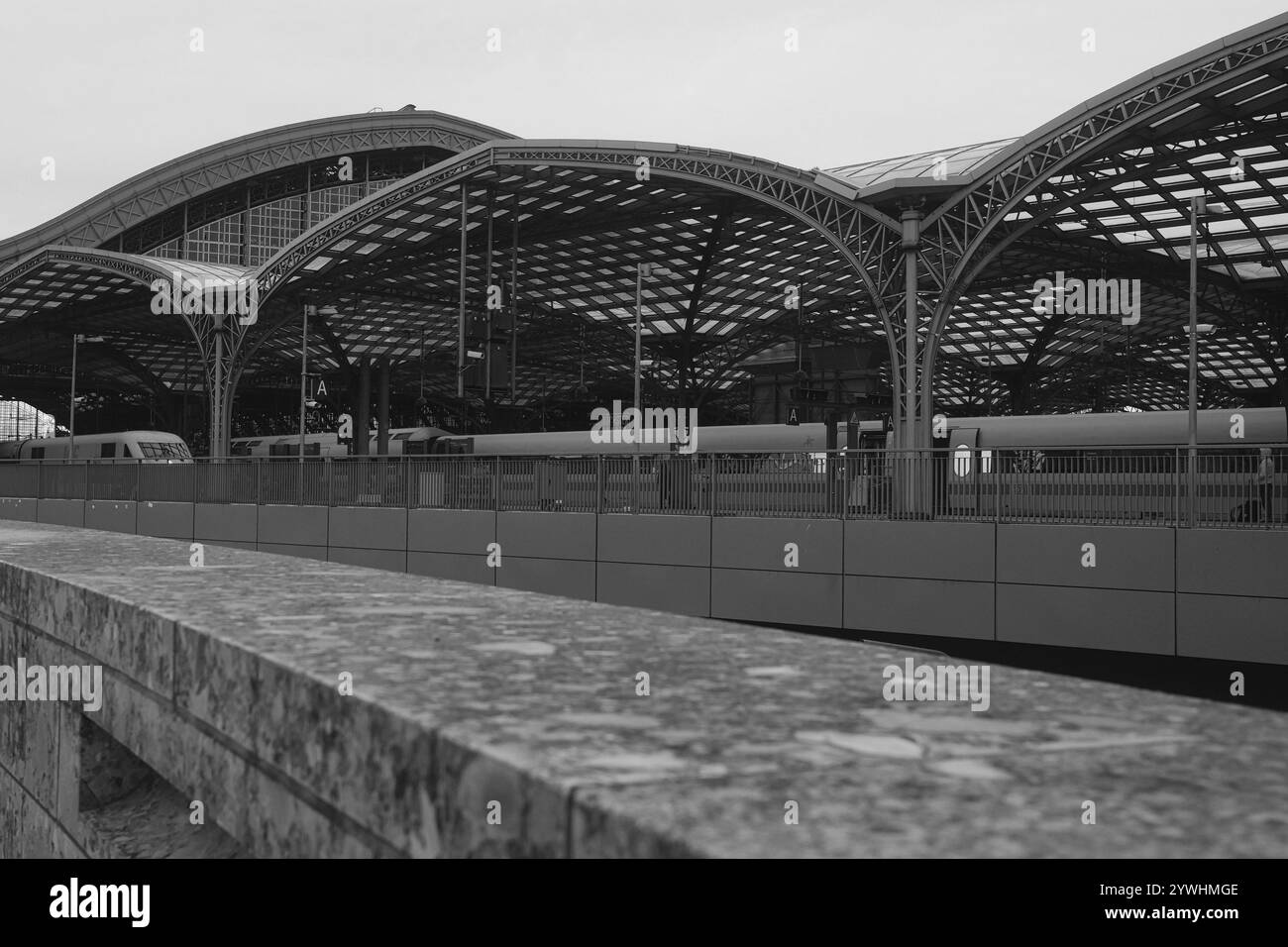 View of Cologne Central Station, black and white, Cologne, Germany ...