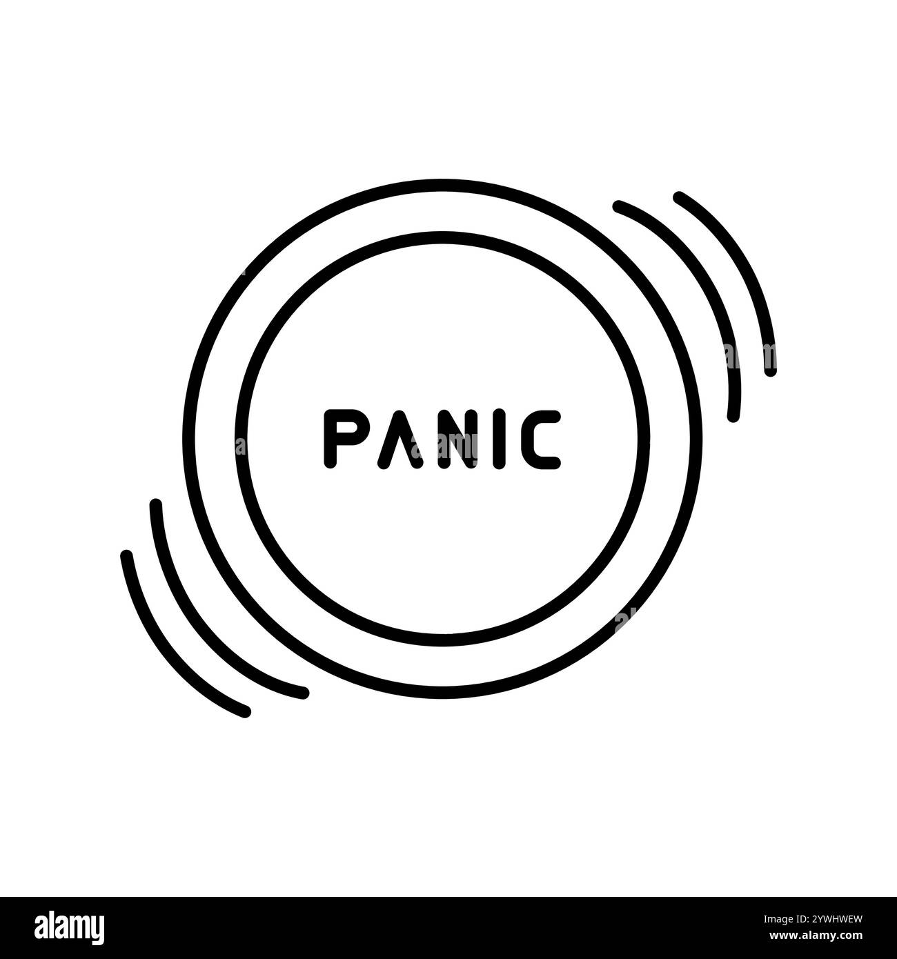 Panic button black line icon. Vector isolated element. Editable stroke ...