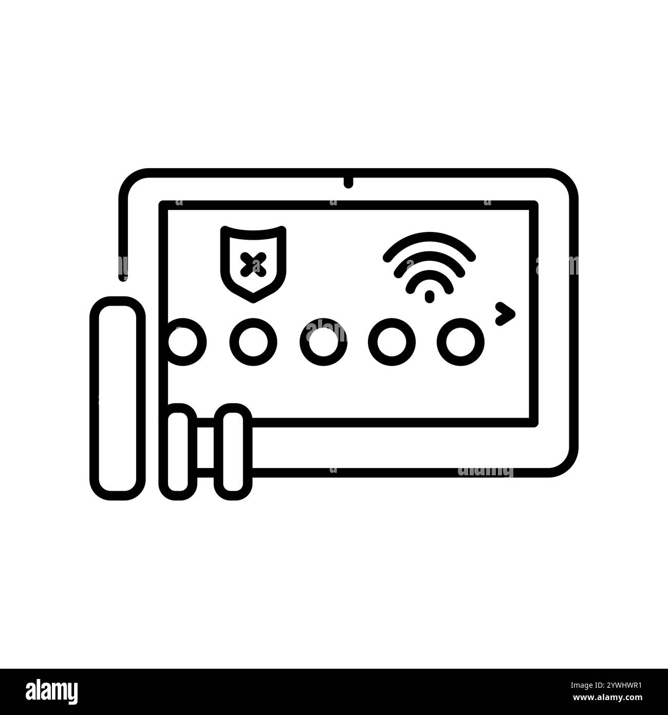 Smart Alarm Black Line Icon Vector Isolated Element Editable Stroke Stock Vector Image And Art