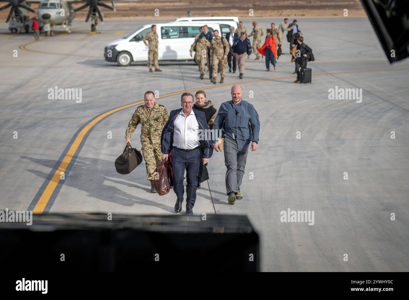 11 December 2024, Jordan, Al-Azraq: Boris Pistorius (SPD), Federal ...