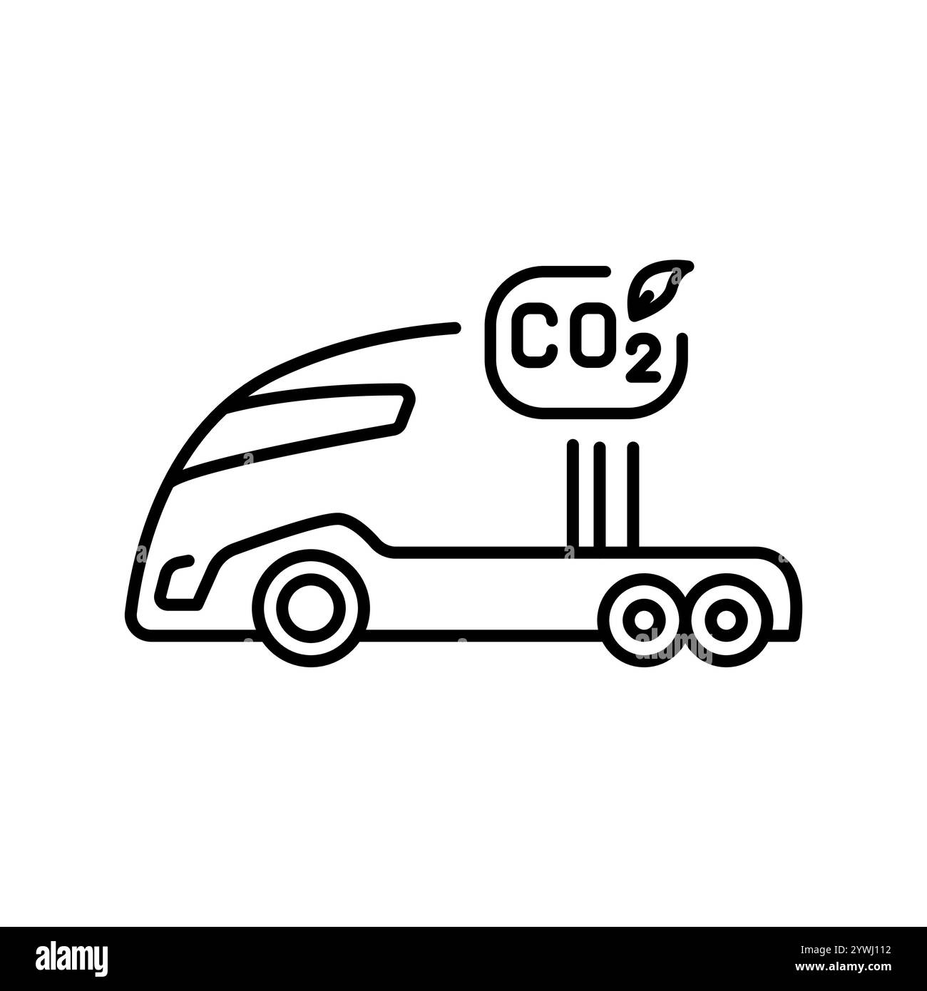 Carbon Free Transport Black Line Icon Vector Isolated Element Editable Stroke Stock Vector