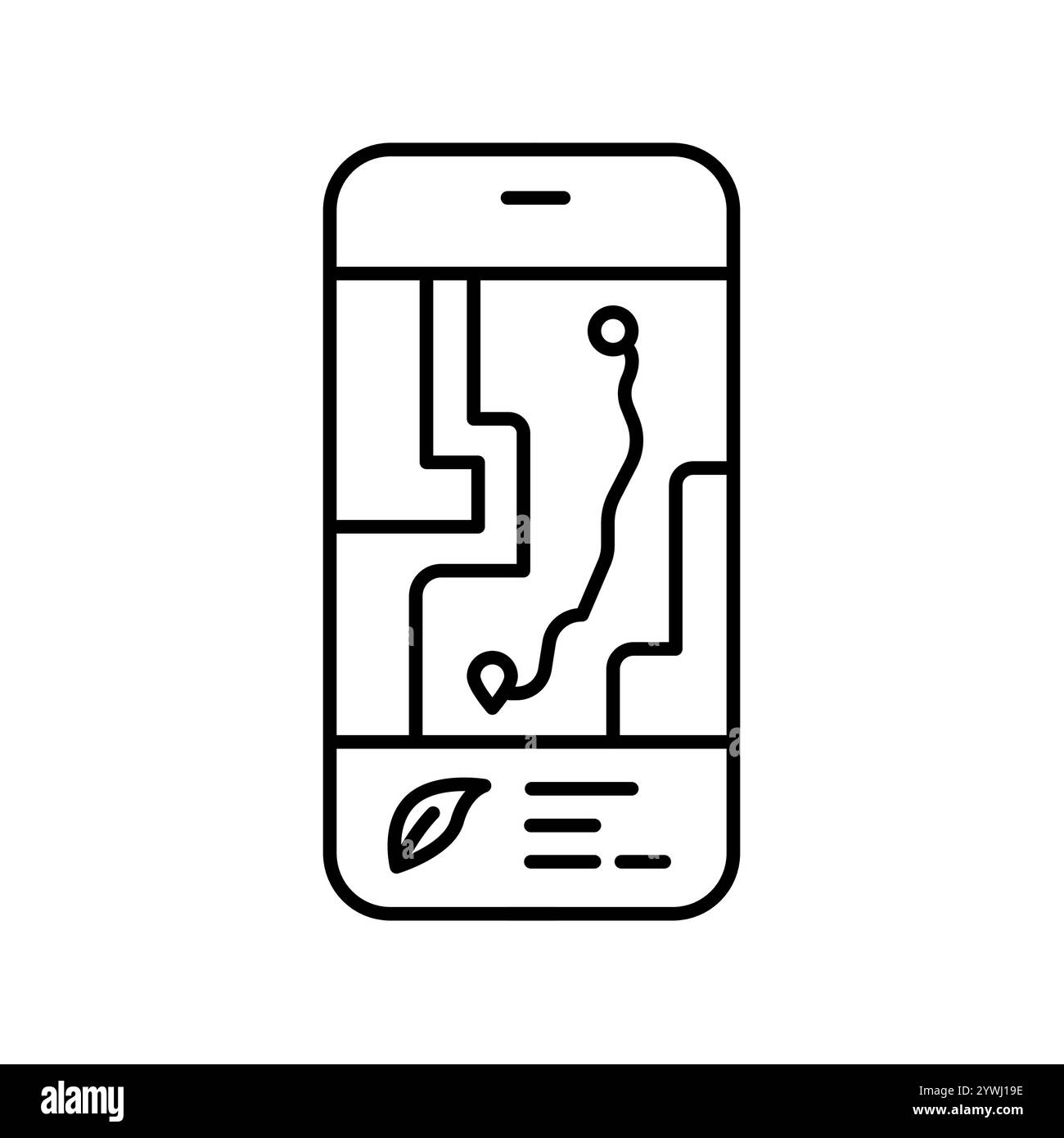 Ecological Route Black Line Icon Vector Isolated Element Editable Stroke Stock Vector Image