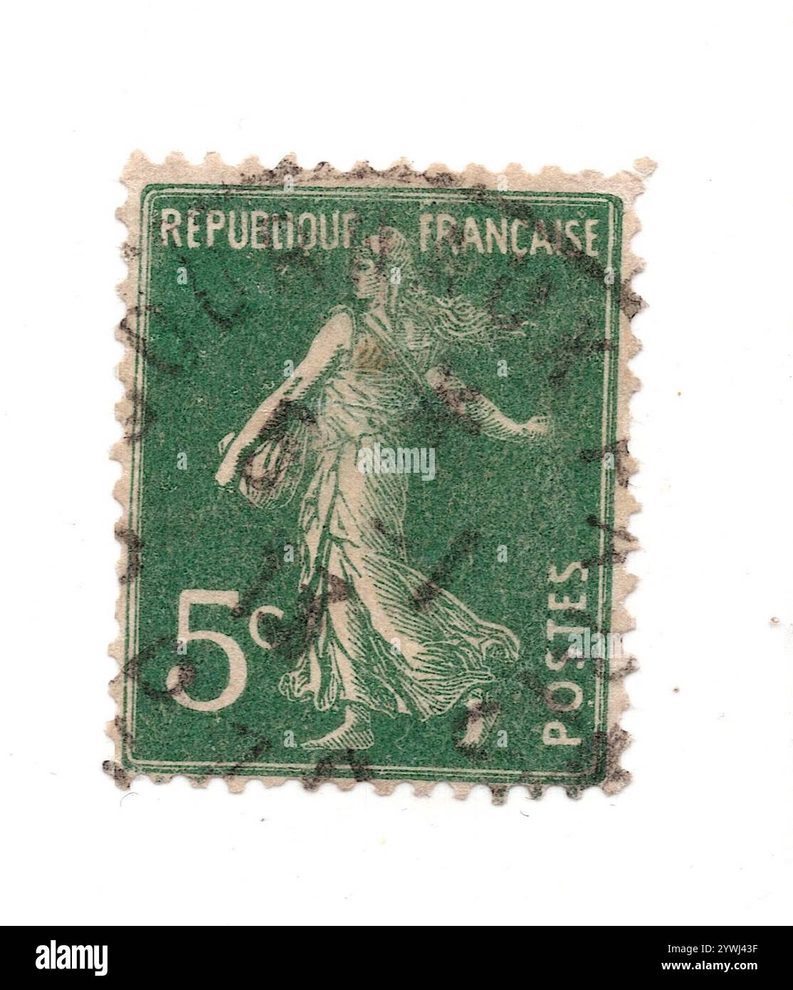 A vintage postage stamp from France isolated on a white background ...