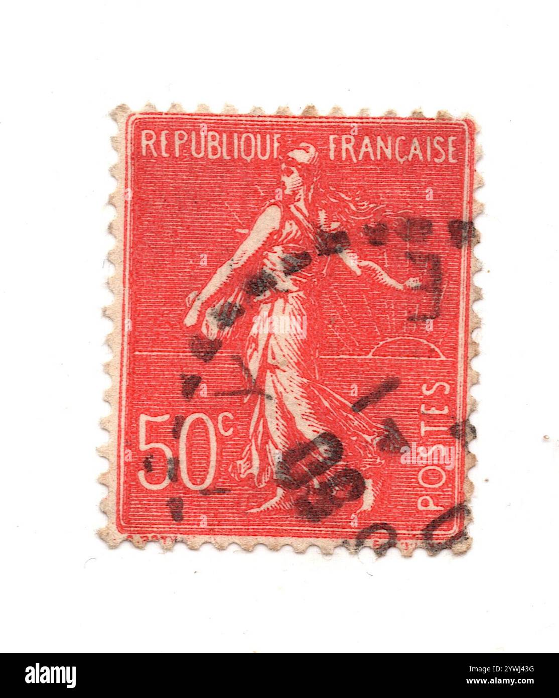 A vintage postage stamp from France isolated on a white background ...